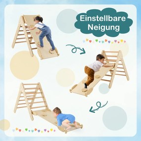 Costway Trojúhelníková dřevěná prolézačka Nursery s přírodní rampou