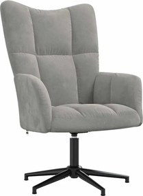 Relaxační křeslo světle šedé samet 328095