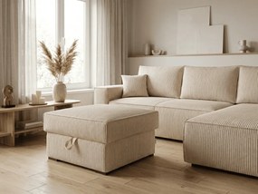 Taburet SMART COSARO XL s úložným prostorem 71x71 cm, krémový