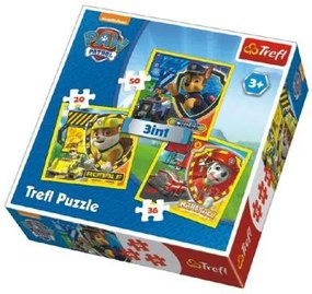 Trefl Puzzle 3v1 Marshall, Rubble a Chase Paw Patrol 20x19,5cm