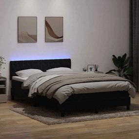 Box spring postel s matrací a LED černá 160x210 cm samet 3317177