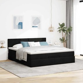 Osmanský rám postele s matrací černá 160x200cm textil 3312238