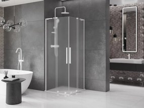 Mexen Velar L Duo, sprchový kout s posuvnými dveřmi 90 x 90 cm, 8mm sklo námraza, bílá matná, 871-090-090-02-33-20