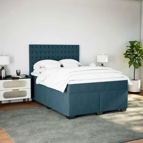 Box spring postel s matrací modrá 140 x 200 cm samet 3290946