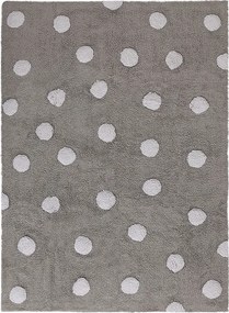 Pre zvieratá: Prateľný koberec Polka Dots Grey-White, 120x160, šedá, detská izba, Lorena Canals