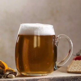 Ručně foukaný kulatý půllitr na pivo s gravírováním Chmel 500 ml 1KS