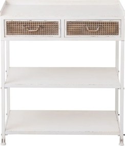 Bílý antik kovový konzolový stůl se šuplíky Valio White - 75*38*84cm