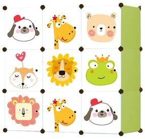 Supplies TOYS dětská modulární skříň, organizér na hračky a oblečení 9x poliček - zelená barva