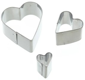 Kitchen Craft Sada vykrajovátek Heart - 3 ks, stříbrná barva, kov