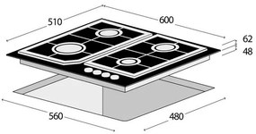 Concept PDV7460bc Plynová varná deska