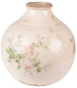 Béžová keramická dekorační váza s růžemi Roses V – 25x25 cm