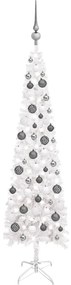 Úzký vánoční stromek s LED a sadou koulí bílý 120 cm,  3078101 HangarStore.cz