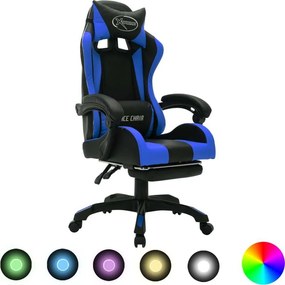 vidaXL Herní židle s RGB LED podsvícením černo- umělá kůže [288009] Barva: Modrá a černá
