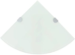Rohová police s chromovými podpěrami sklo bílá 35x35 cm - Default Title
