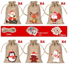Adventní jutové pytlíčky - 24 ks (různé varianty) Varianta: Set D