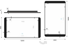 Nimco Černé LED zrcadlo 1200x650 s dotykovým senzorem - ZPC 42006V-90