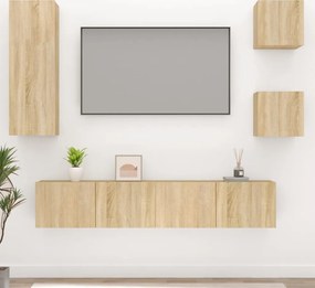 vidaXL 5dílný set TV skříněk kompozitní dřevo [3114438] Barva: hnědý dub