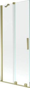 Mexen Velar, 2-křídlová posuvná vanová zástěna 80 x 150 cm, 8mm čiré sklo, zlatý matný profil, 896-080-000-01-55