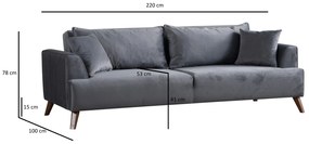 Atelier del Sofa 3-místná pohovka Buhara 3 Seater - Dark Grey, Tmavá Šedá