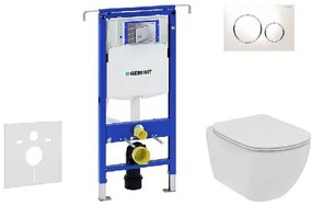 Geberit Duofix - Set předstěnové instalace, klozetu a sedátka Ideal Standard Tesi, tlačítka Sigma20, Rimless, SoftClose, bílá/chrom 111.355.00.5 NE4