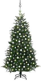 vidaXL Umělý vánoční stromek LED a sada koulí zelený 240 cm PVC a PE