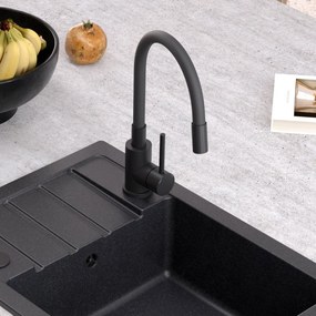 Černá matná ohebná kuchyňská dřezová baterie QUADRON MAGGIE