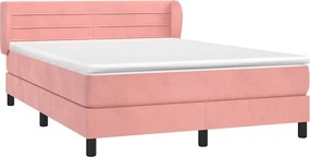 Box spring postel s matrací růžová 140x200 cm samet 3127558