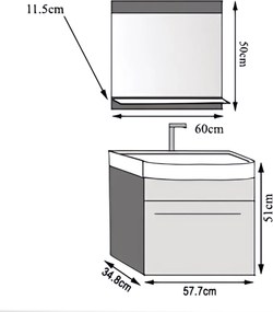 Koupelnový nábytek Belini černý mat + umyvadlo + zrcadlo  ROD M 1/0/W/B/0/ZW