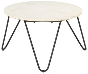 Konferenční stolek bílý 65x65x42 cm pravý kámen mramorový vzor,  286446 HangarStore.cz