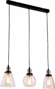 Závěsná kovová lampa, industriální, průhledná