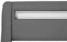 Postel šedá kožená 140x200 cm s LED osvětlením AVIGNON Beliani