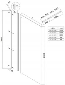 Invena Walk-In, sprchová zástěna 90X200cm, 8mm čiré sklo, chromový profil, INV-AK-32-196-O