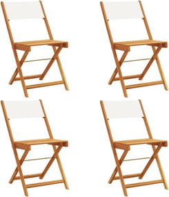 Skládací židle 4 ks, krémově bílá, látka a masivní dřevo 3214610