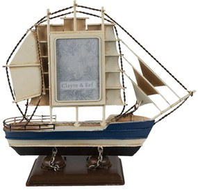 Dekorace kovový model lodi s fotorámečkem - 27*9*24 cm