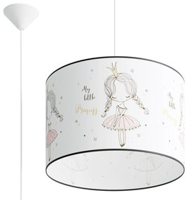 Dětské závěsné svítidlo Princess, 1x plastové stínítko se vzorem, (fi 40cm)
