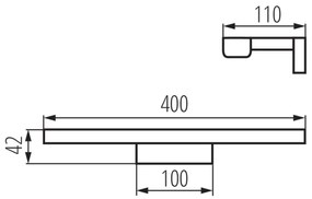 Sapho, ASTEN LED nástěnné svítidlo 8W, 400x42x110mm, černá matná, 26683