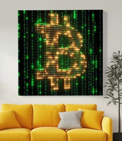 Obraz na plátně - Bitcoin Matrix FeelHappy.cz Velikost obrazu: 60 x 60 cm
