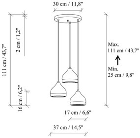 Lustr na lanku YILDO 3xE27/40W/230V bílá/zlatá
