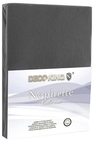 Tmavě šedé elastické prostěradlo DecoKing Nephrite, 180/200 x 200 cm