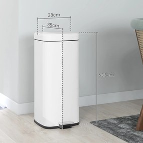 HOMCOM Pedálový koš na kosmetiku 30 l s víkem a nožním pedálem, kovový odpadkový koš s vnitřním košem do obývacího pokoje a kanceláře, 28 x 35 x 63,5…