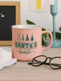 Sinsay - Vánoční hrnek s nápisem „Santa’s Favorite“ - pastelová růžová