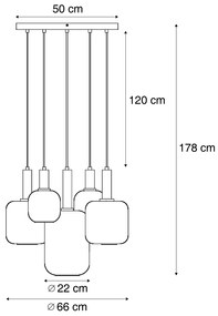 Hotelový elegantní závěsné svítidlo černé a zlaté se zeleným sklem 5-světel - Zuzanna