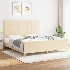 Rám postele bez matrace krémový 180 x 200 cm textil 3125078