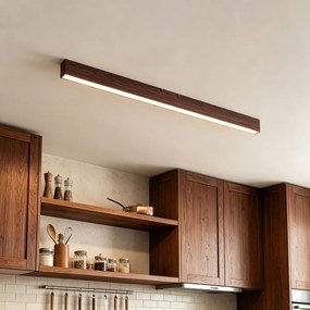 Moderní stropní svítidlo vzhled ořechového dřeva vč. LED 3-stupňově stmívatelné 2700-4000K s přepínačem DIP - Keane