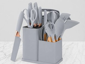 Verk Group Sada kuchyňských nožů s příslušenstvím a křídkou, 12 dílů, blokový stojan na nože, komplet