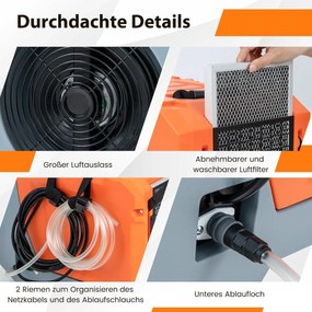 Costway Elektrický odvlhčovač s vypouštěcí hadicí 85L/T