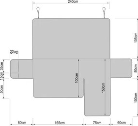 Potah na rohovou sedačku pravý PARIS béžový, 240 cm