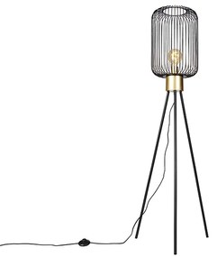 Designová stojací lampa černá se zlatem - Mayelle