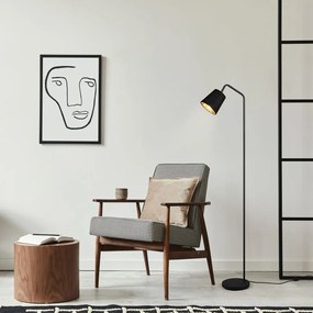 Černá stojací lampa s textilním stínidlem (výška 148 cm) Buddy – Reality