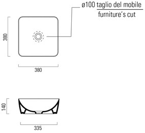 Sapho SAND/NUBES keramické umyvadlo na desku 38x38 cm, creta mat, 903808